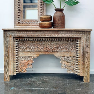 Antique Indian Ethnic Hand Carved Vintage Timber Balinese Console Boho ...