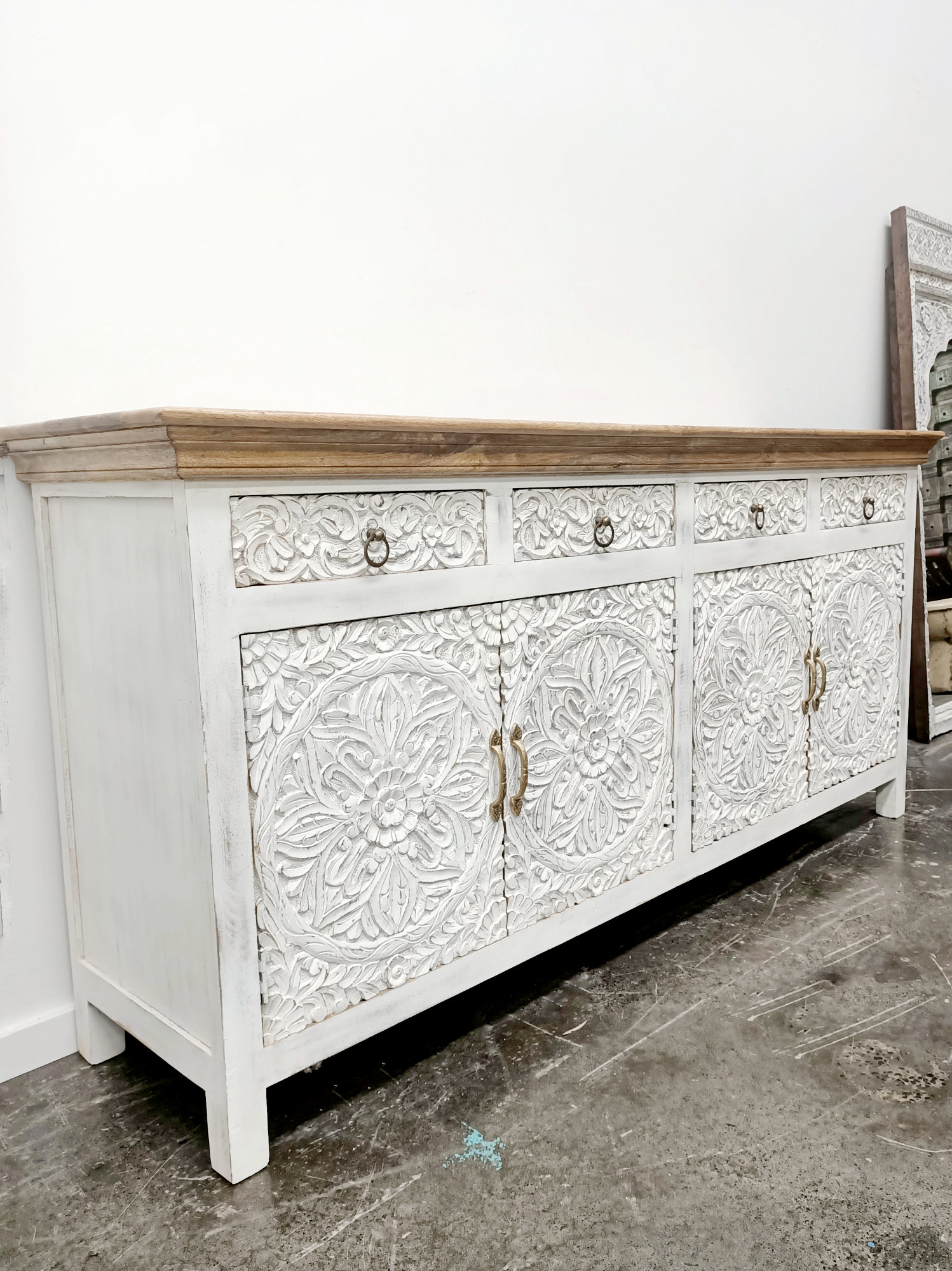White French Provincial Floral Mandala Door Sideboard With Drawers ...