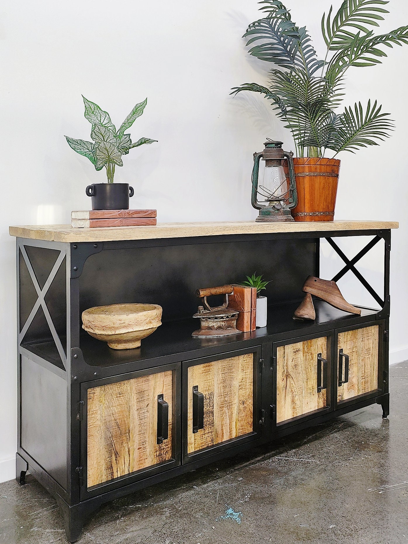 Vintage Industrial Metal Timber Door Buffet Sideboard - Etsy Australia