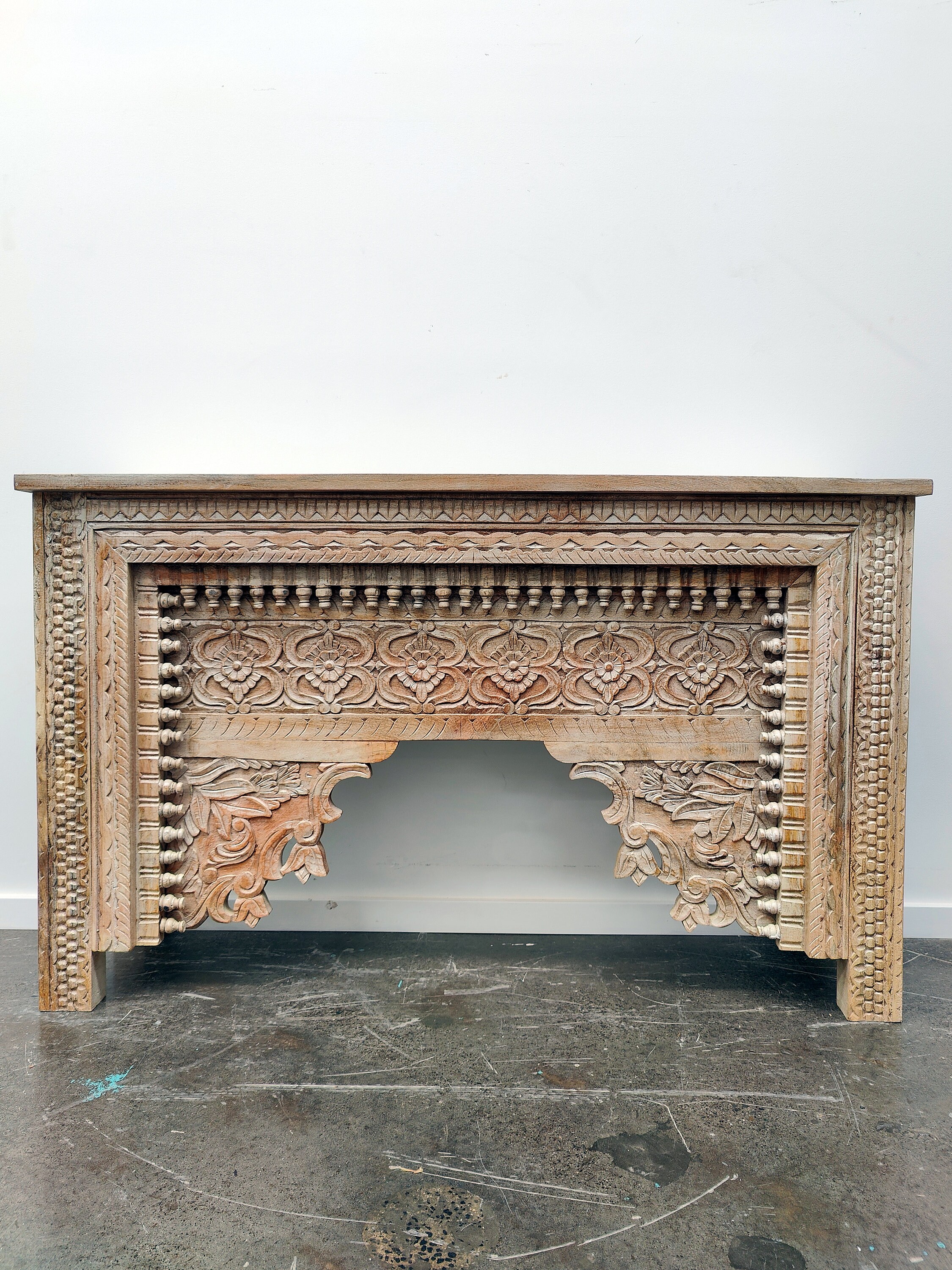 Antique Indian Ethnic Hand Carved Vintage Timber Balinese Console Boho ...