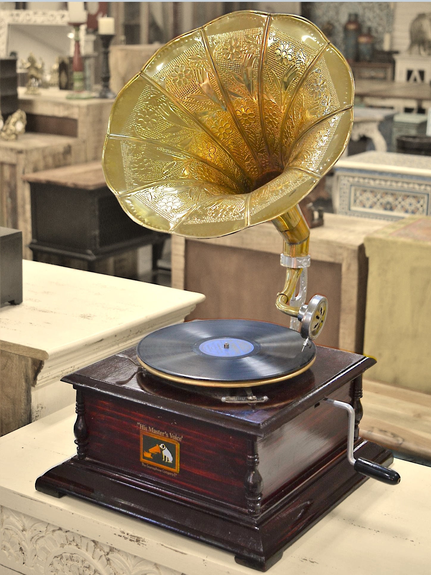 East Connection Unique Indian Antique Style Gramophone Player Wind up ...