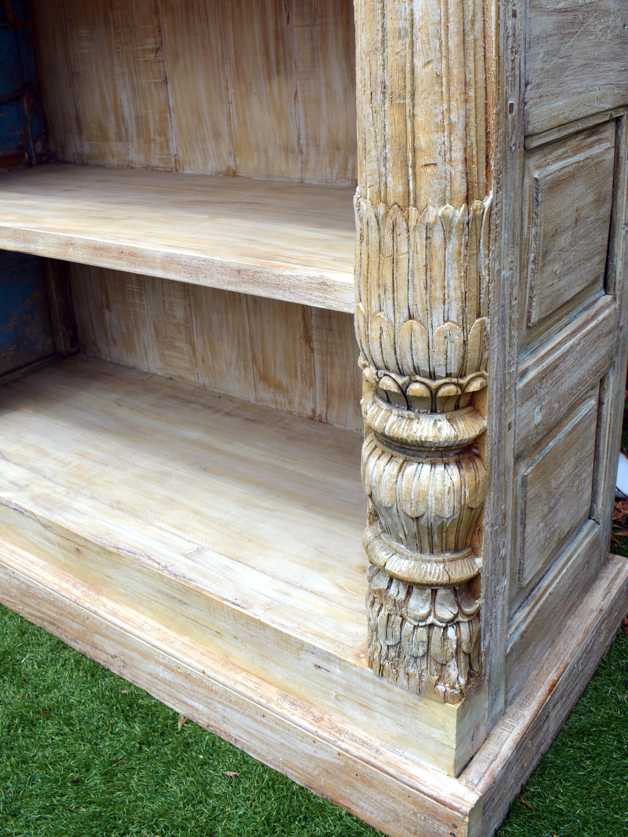 Whitewashed Reclaimed Indian Antique Timber Pillar Hand Carved Mehrab Boho Chic Bookshelf - Etsy