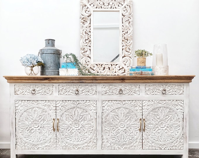 White French Provincial Floral Mandala Door Sideboard With Drawers ...
