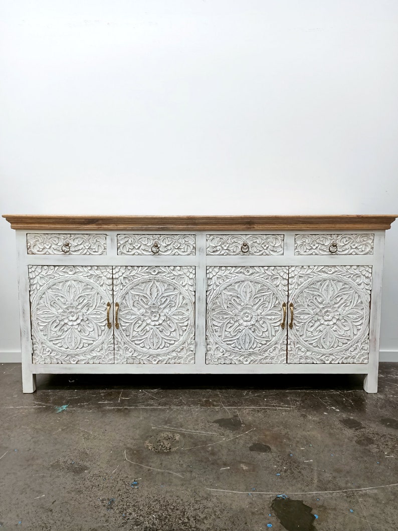 White French Provincial Floral Mandala Door Sideboard With Drawers ...
