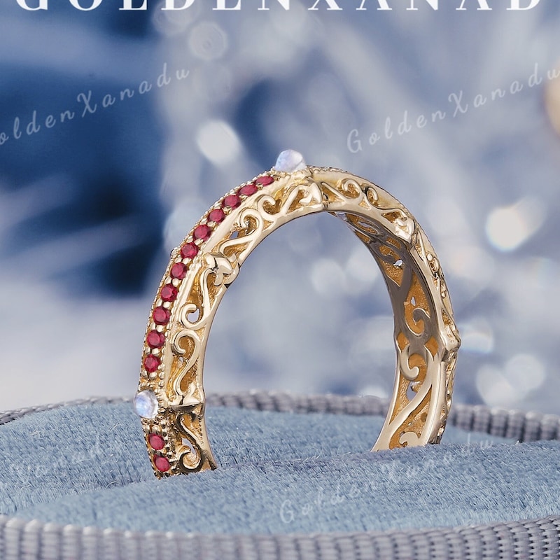 Moonstone Ruby Rings - Etsy