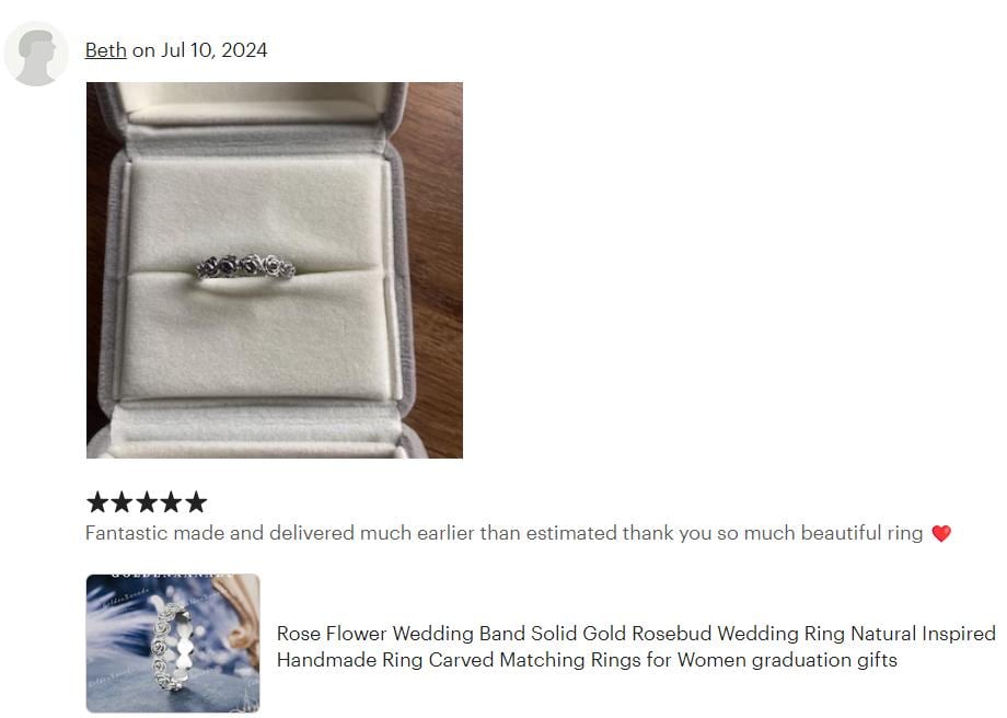Rose Flower Wedding Band Solid Gold Rosebud Wedding Ring Natural ...