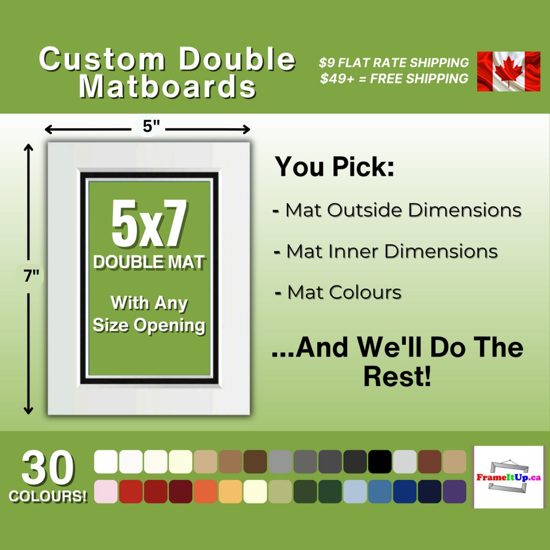 5x7 Custom Cut Double Matboards With Your Choice of Opening Size and ...