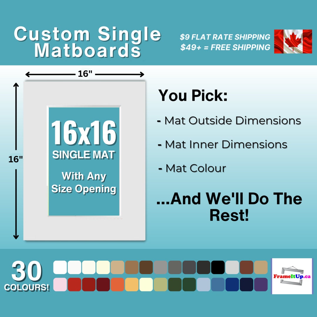 16x16 Frame Square Custom Single Matboard With Opening Size Mat Frame ...