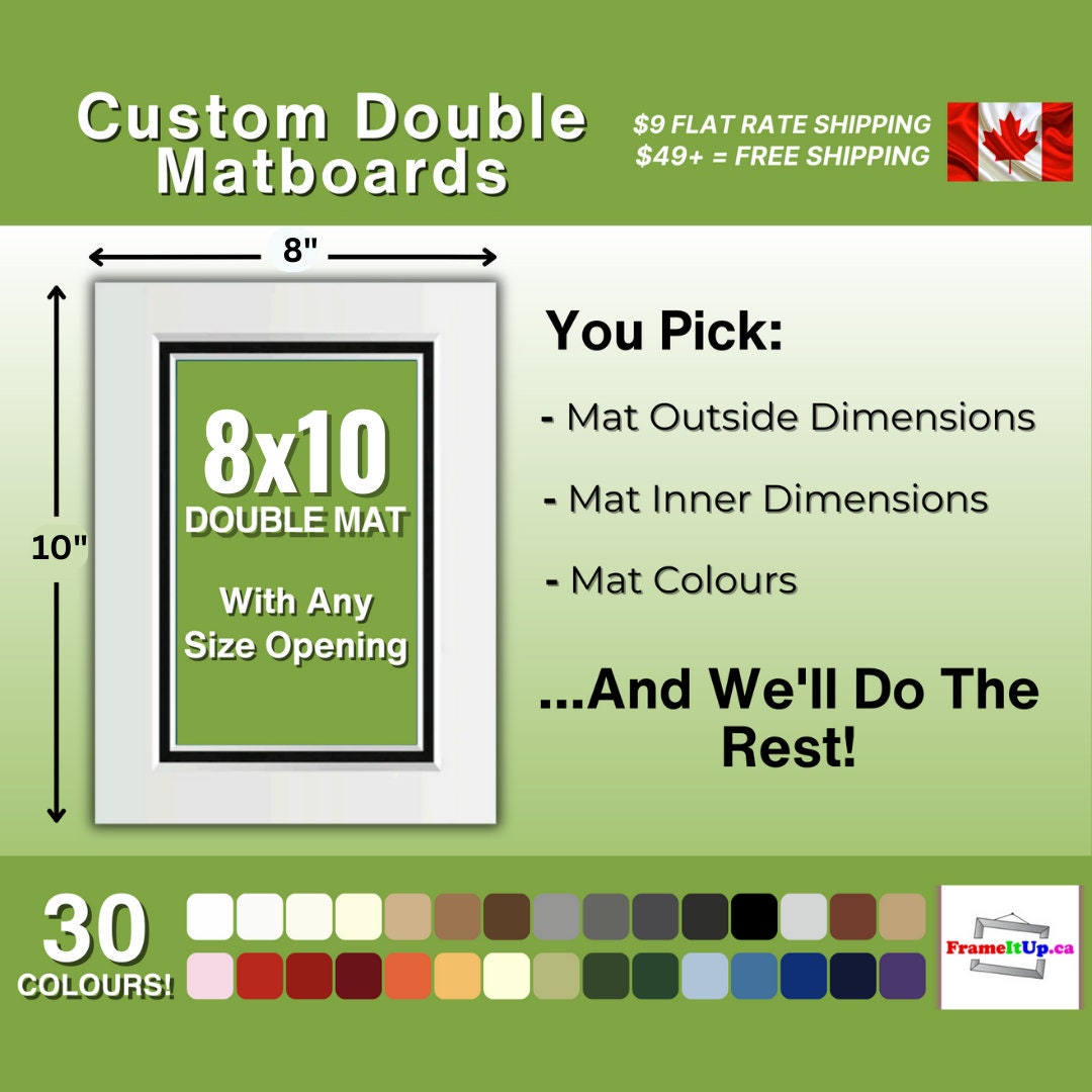 8x10 Frame Double Mat Board Custom Matboard With Your Choice of Opening ...