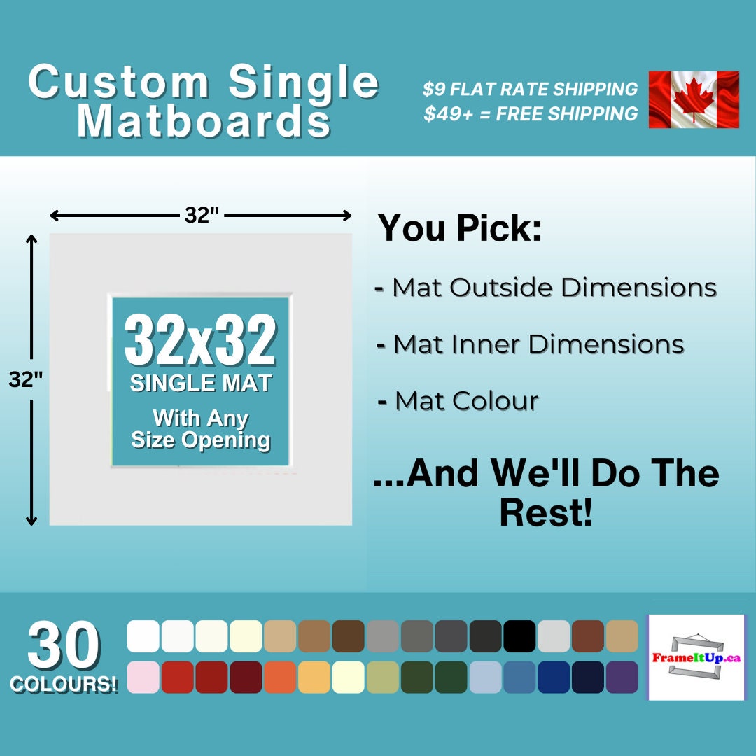 32x32 Frame Square Custom Frame Single Matboard - Photography Mat With ...