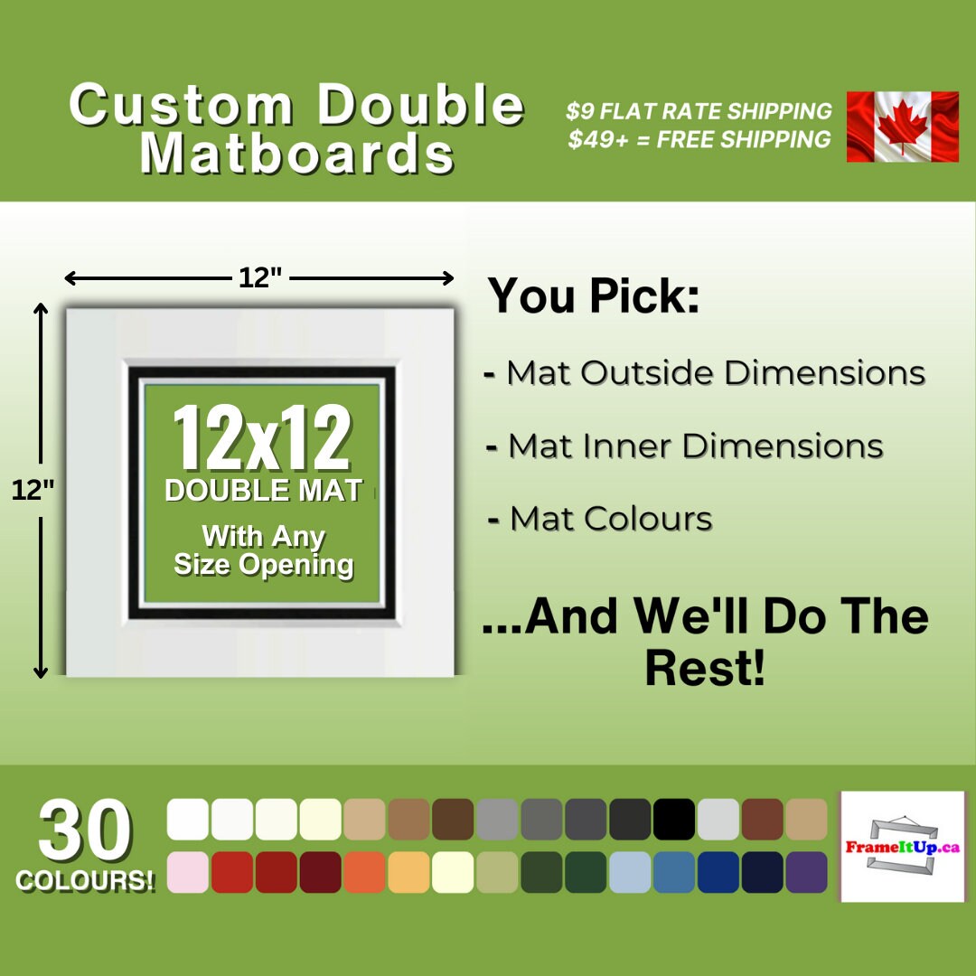12x12 Custom Premium Double Matboard With Any Size Opening and Colour ...