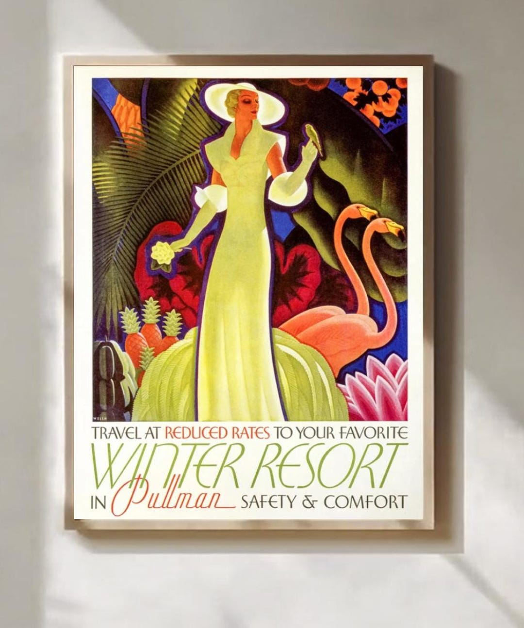 Winter Resort Pullman Travel Poster Vintage Usa Retro Wall Art Print ...