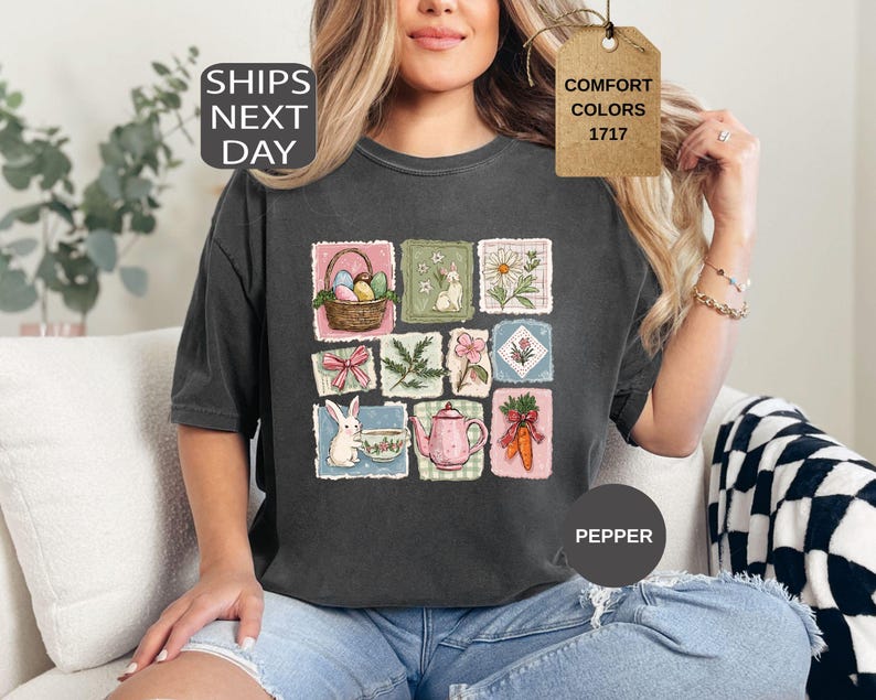 Vintage Easter Comfort Colors Shirt, Coquette Cottagecore Easter Tee ...