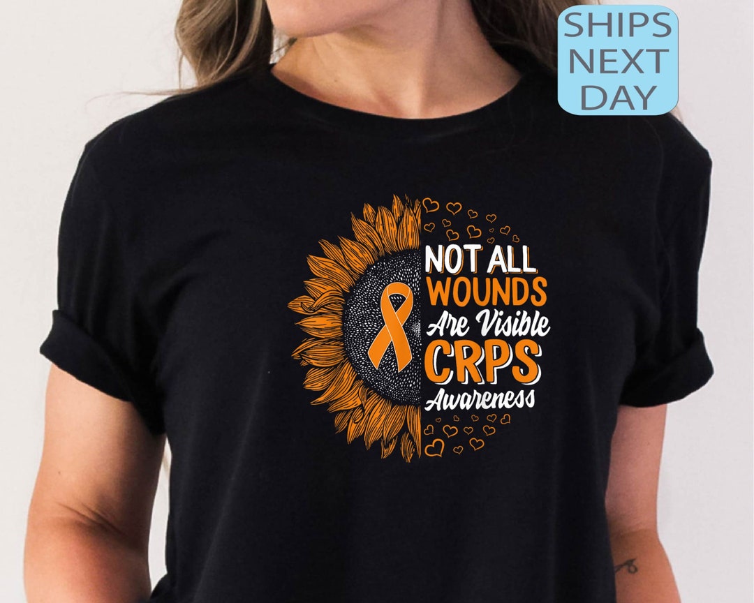 CRPS Awareness T-shirt, Orange Ribbon for Women, Awareness Ribbon ...