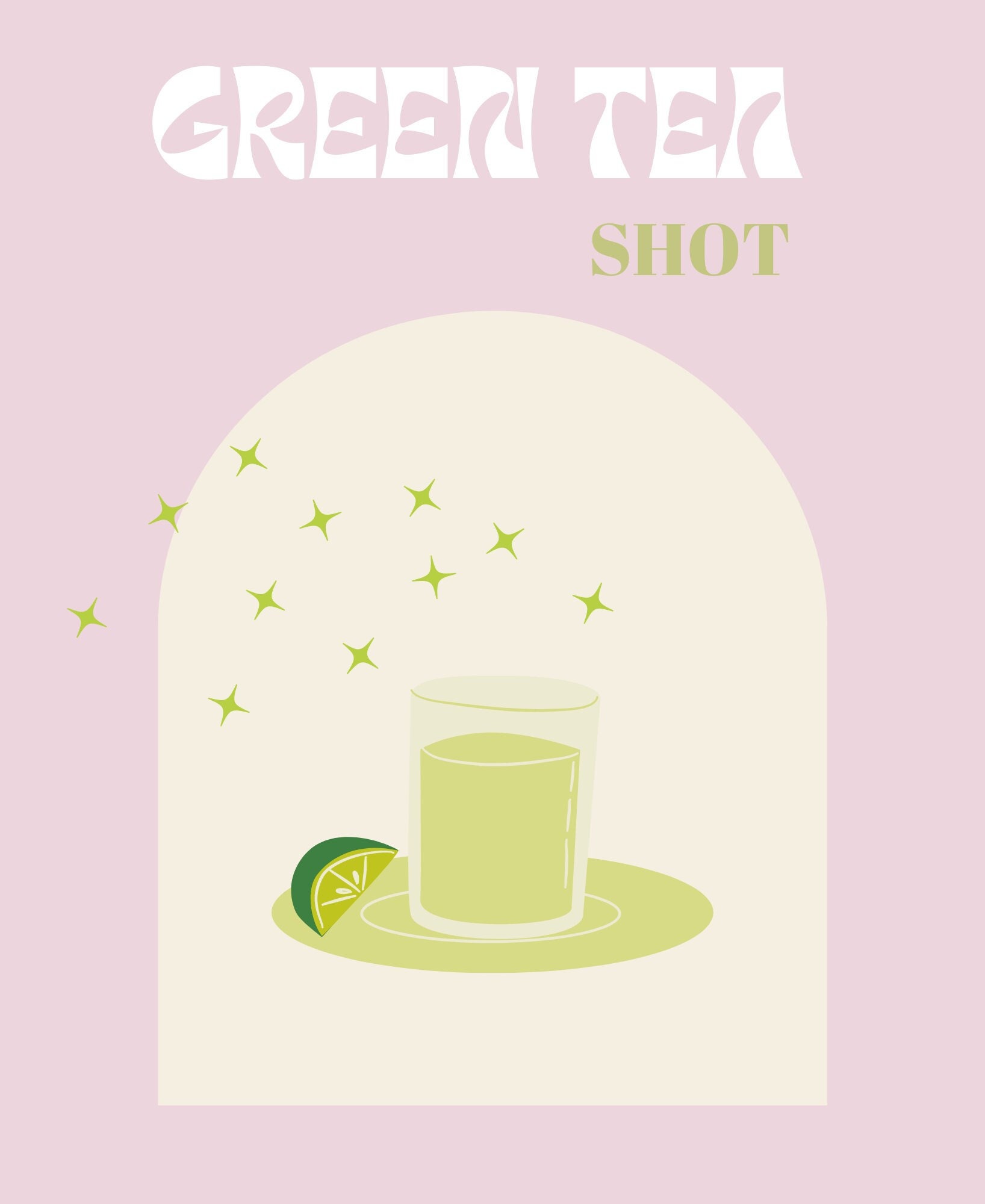 Green Tea Shot | Cocktail Poster | Digital Print - Etsy