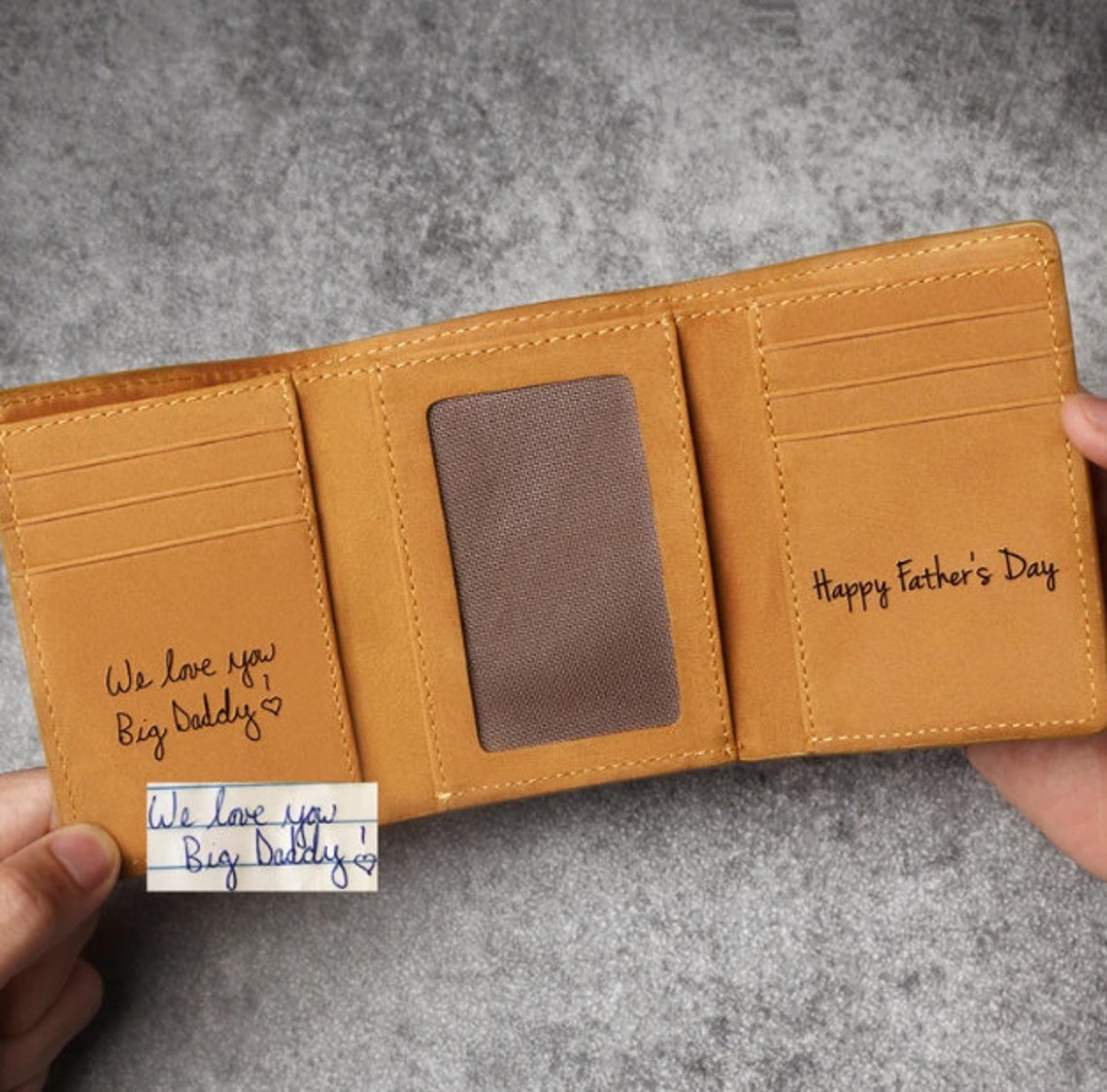 Personalized Trifold Wallets Handwriting Wallet for Men - Etsy