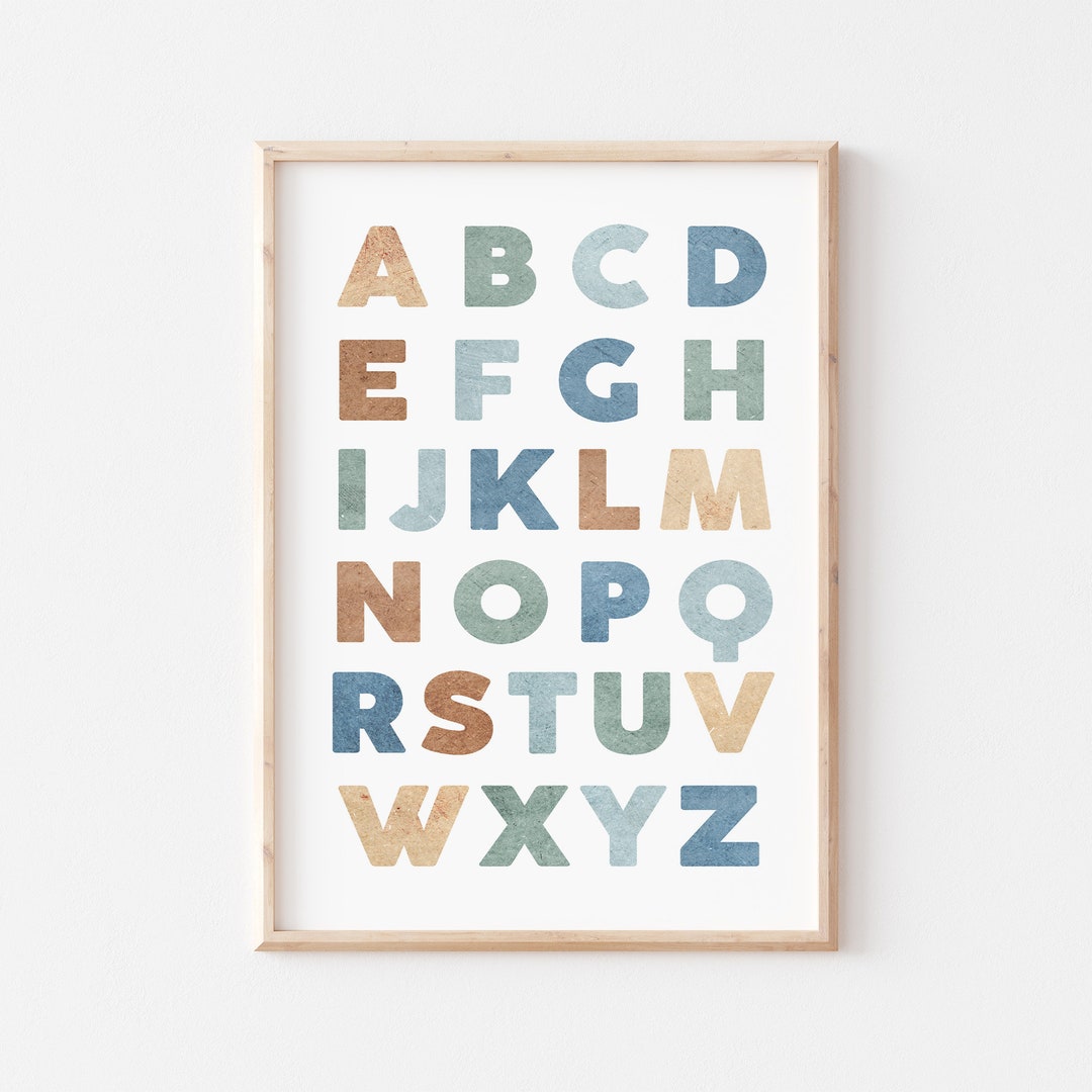 Neutral Alphabet Poster, ABC Print, Printable Educational Wall Art ...