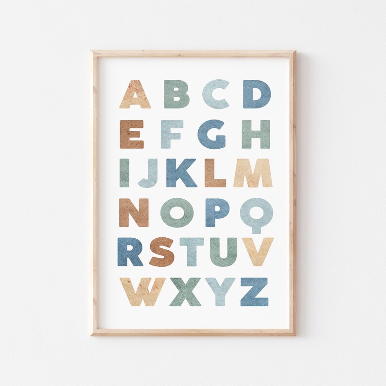 Neutral Alphabet Poster, ABC Print, Printable Educational Wall Art ...