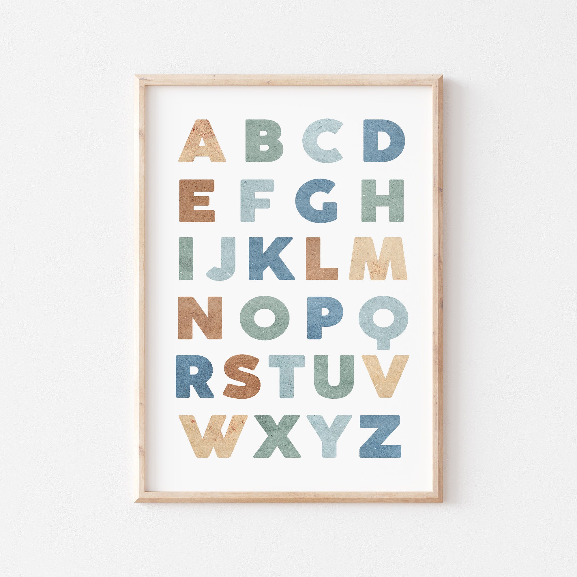 Neutral Alphabet Poster, ABC Print, Printable Educational Wall Art ...
