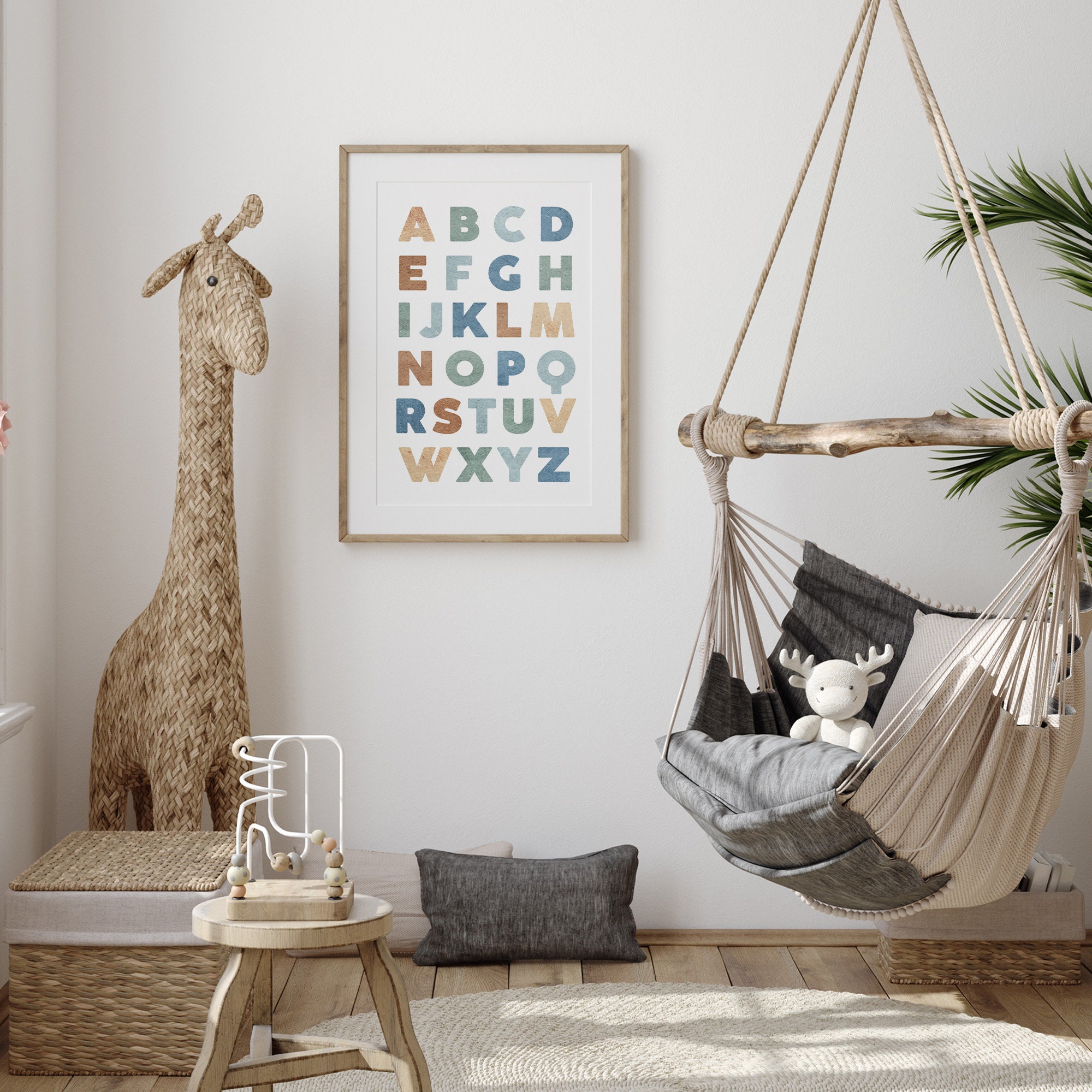 Neutral Alphabet Poster, ABC Print, Printable Educational Wall Art ...
