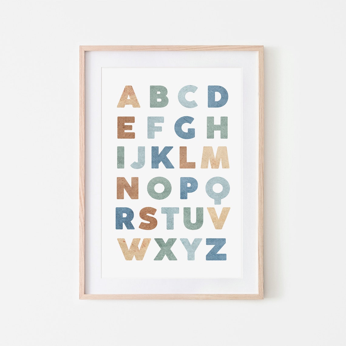 Neutral Alphabet Poster ABC Print Printable Educational Wall - Etsy
