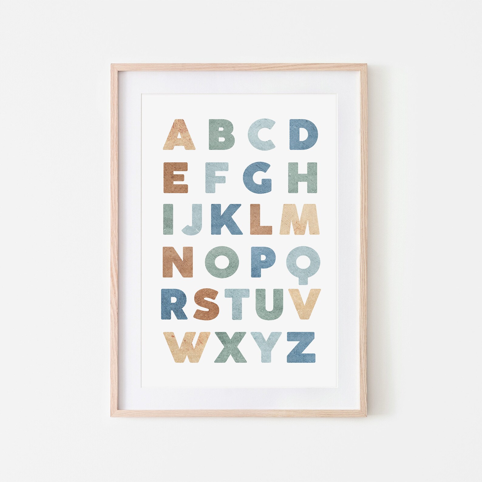 Neutral Alphabet Poster, ABC Print, Printable Educational Wall Art ...