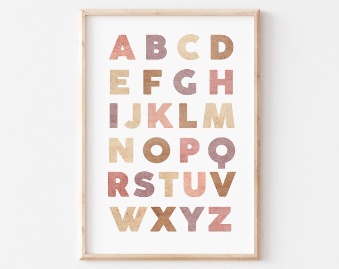 Alphabet Chart Pink, PRINTABLE Educational Poster, DIGITAL DOWNLOAD ...
