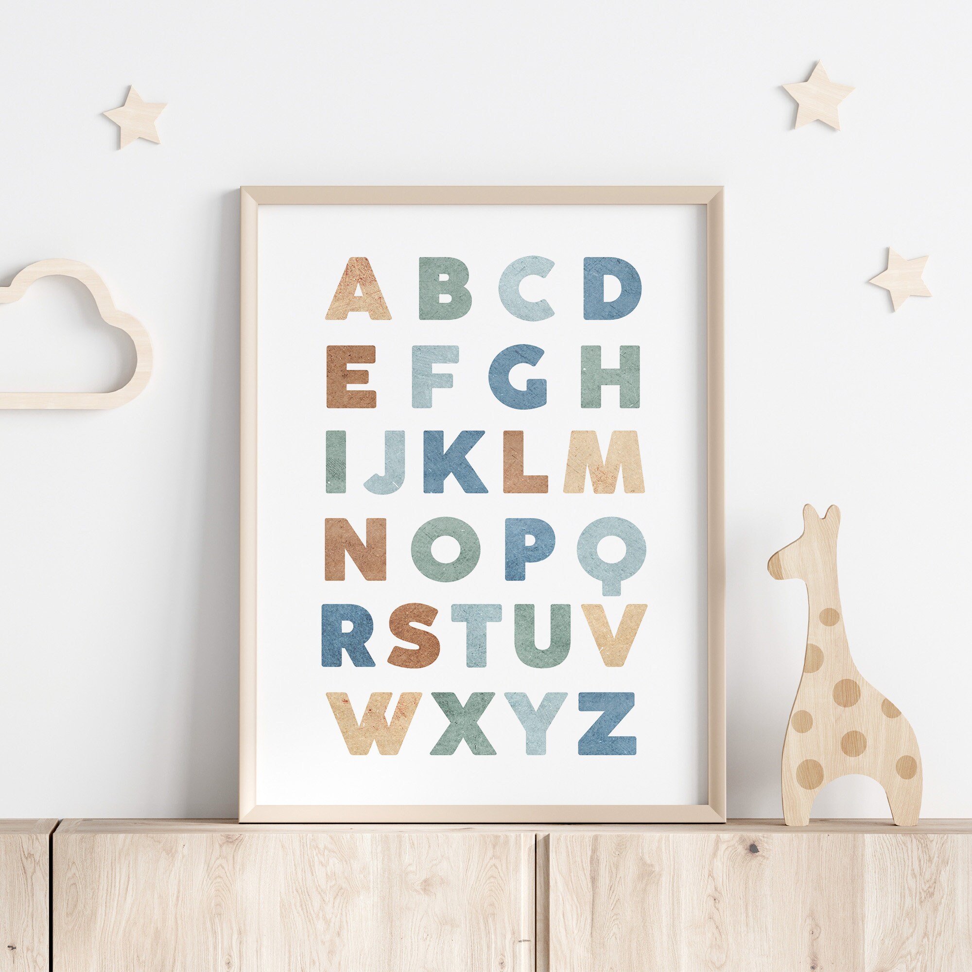 Neutral Alphabet Poster, ABC Print, Printable Educational Wall Art ...