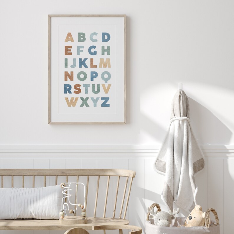 Neutral Alphabet Poster, ABC Print, Printable Educational Wall Art ...