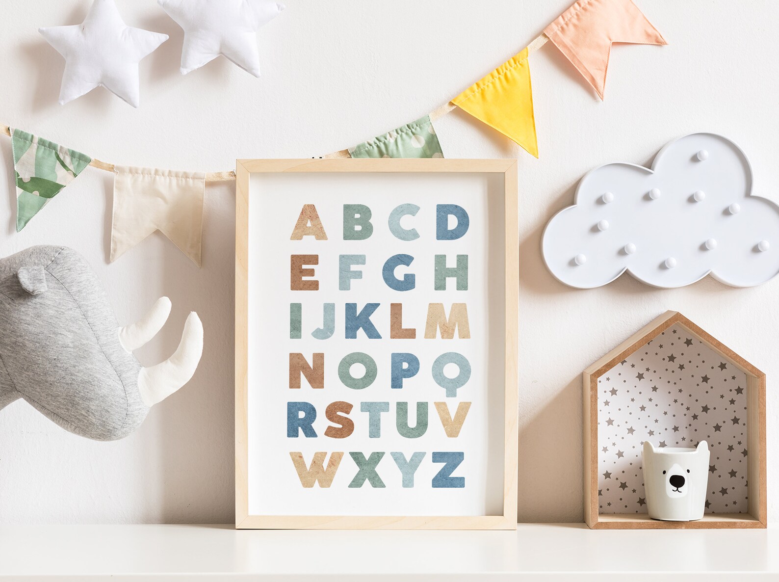 Neutral Alphabet Poster, ABC Print, Printable Educational Wall Art ...