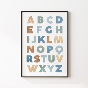 Neutral Alphabet Poster, ABC Print, Printable Educational Wall Art ...