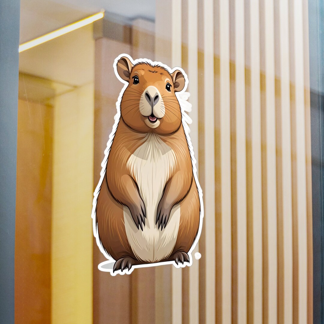 Cute Happy Standing Capybara Kiss-cut Vinyl Decal - Etsy