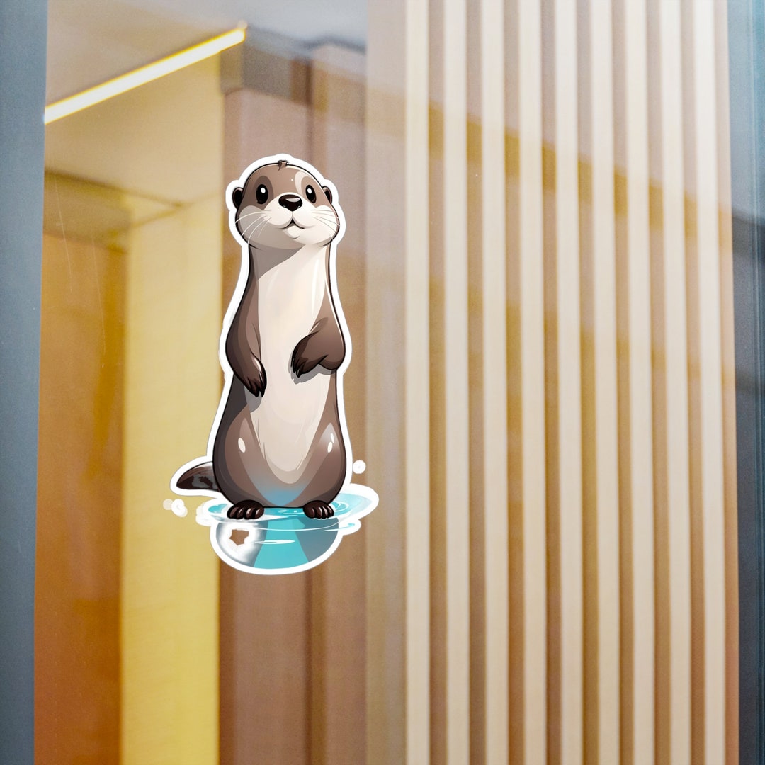 Cute Otter Standing in a Puddle Kiss-cut Vinyl Decal - Etsy