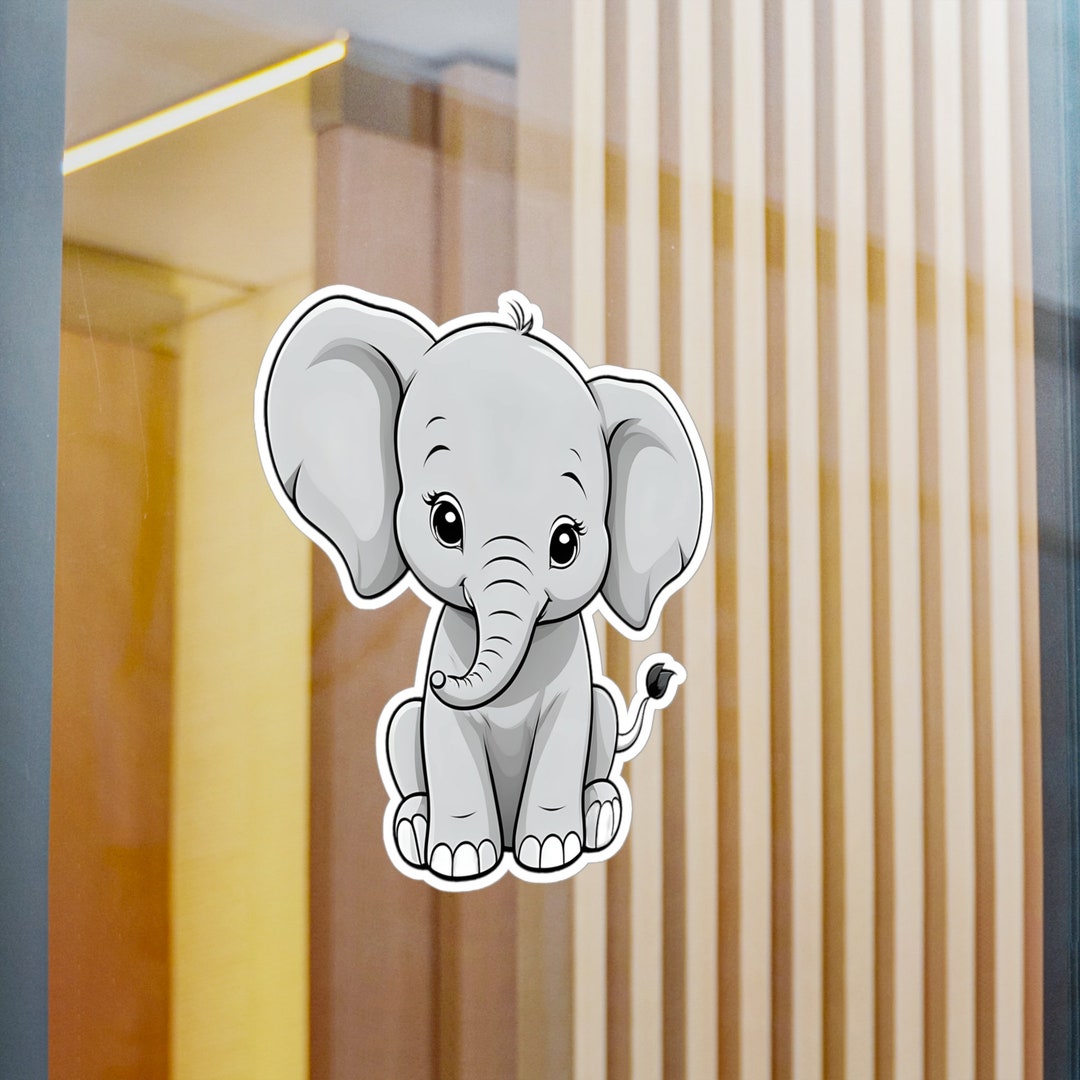 Cute Baby Elephant Calf Kiss-cut Vinyl Decal - Etsy