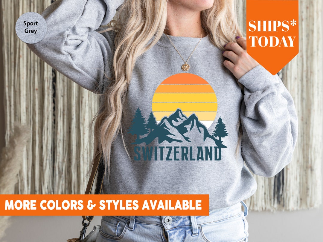 Swiss Alps Sweatshirt Switzerland Mountains Crewneck Switzerland ...