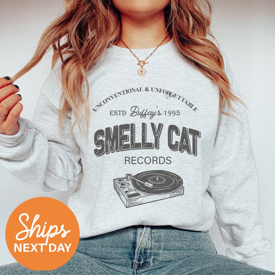 Smelly Cat Records Sweatshirt, Cat Mom Sweatshirt, Cat Lover Crewneck ...