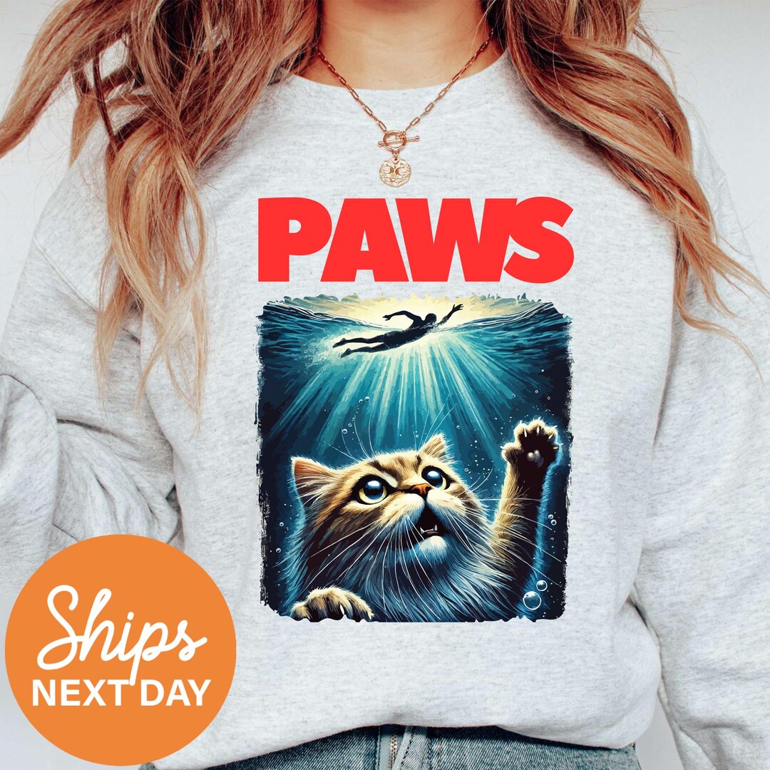 Paws Cat Sweatshirt, Cute Kitten Sweatshirt, Fun Cat Sweatshirt for Men ...