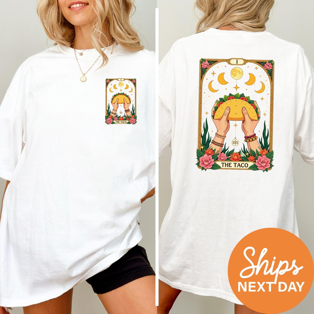 The Taco Tarot Card Shirt, Witchy Taco Shirt, Taco Tuesday Tarot Card ...