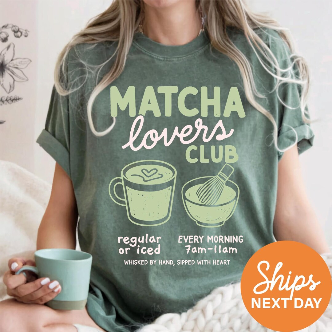 Matcha Shirt, Cafe Aesthetic Tee, Cute Green Tea Top, Iced Matcha Lover ...
