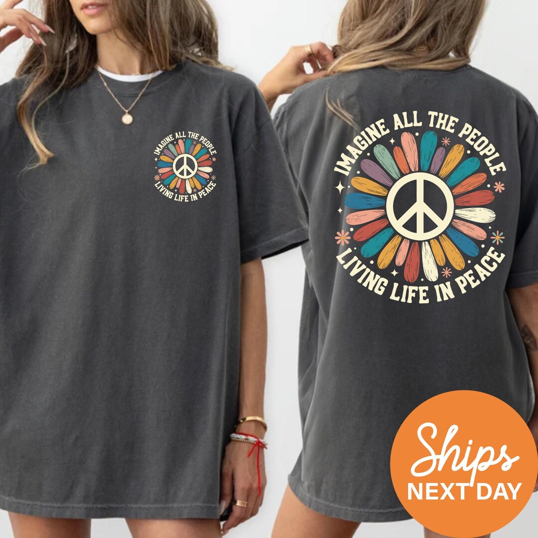 Imagine Peace Shirt, Retro Hippie Nostalgia Tee, Boho 70s Aesthetic ...
