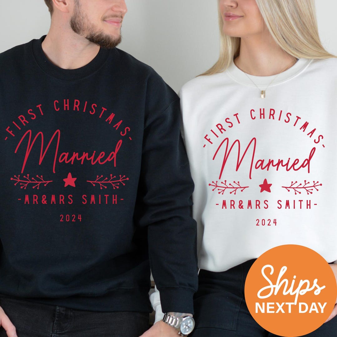 First Christmas Married Couples Personalized Sweatshirts, Matching ...