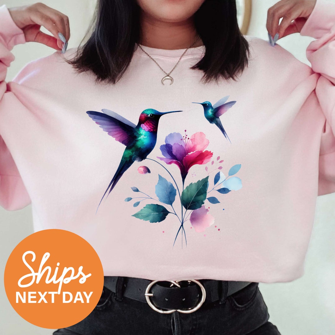 Hummingbird Sweatshirt, Watercolor Bird Sweatshirt, Nature Sweatshirt ...
