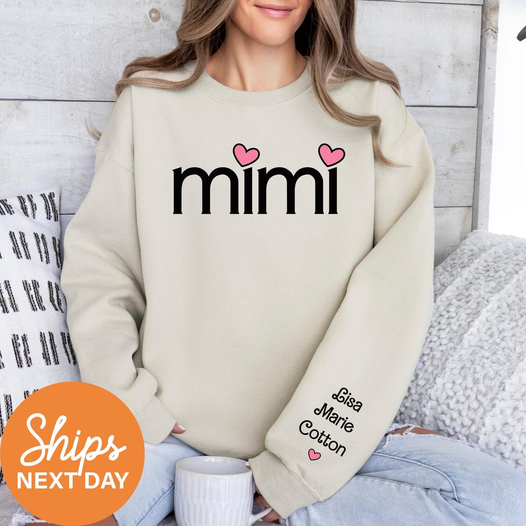 Personalized Mimi Sweatshirt With Grandkids Names on Sleeve, Custom ...
