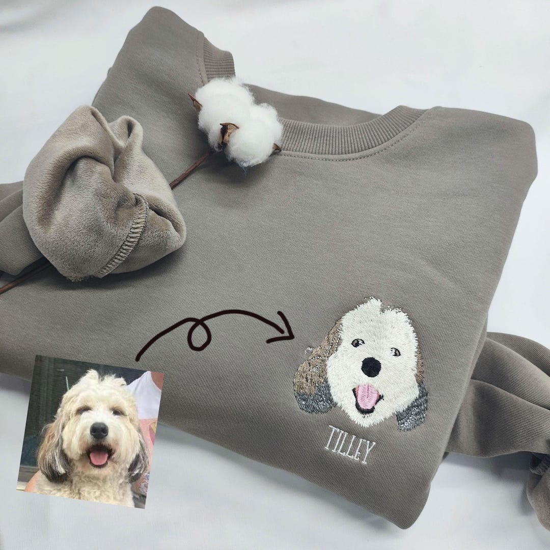 Custom Pet Embroidered Sweatshirt, Custom Pet Portrait Embroidered ...