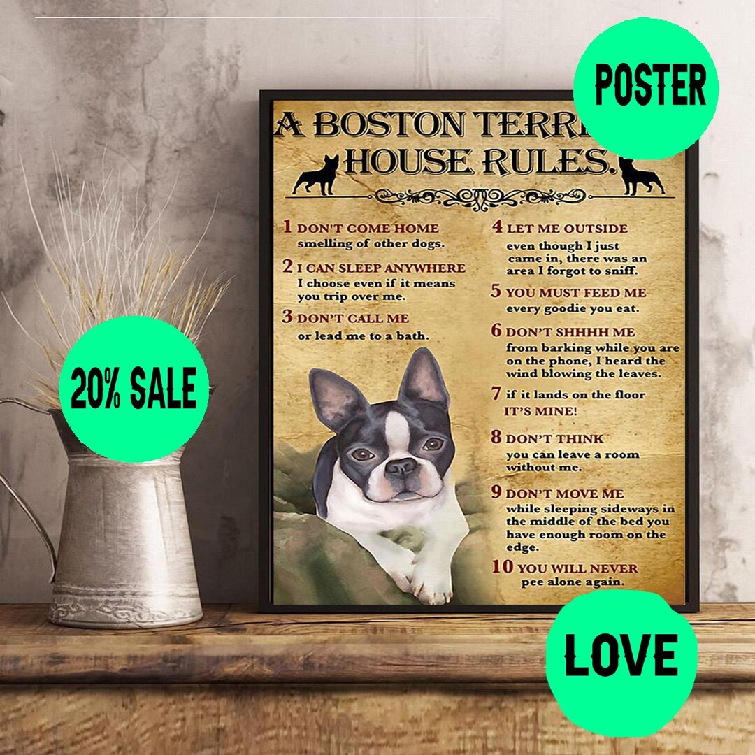 ᴀ Boston Terrier House Rules Poster ᴀrt - Etsy