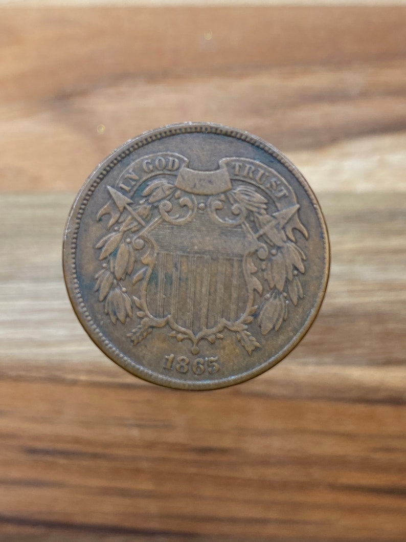 1865 Two Cent Coin Fancy Five - Etsy