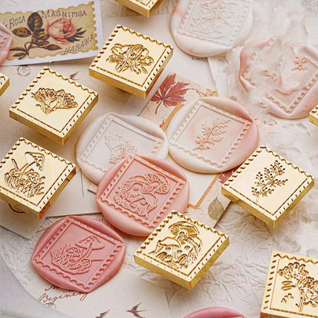 Mushroom Wax Stamp Kit, Botanical Floral Wax Stamp Kit, Square Wax ...