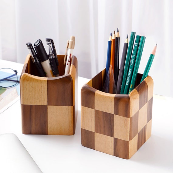Solid Wood Pen Holder Storage/simple Office Study - Etsy