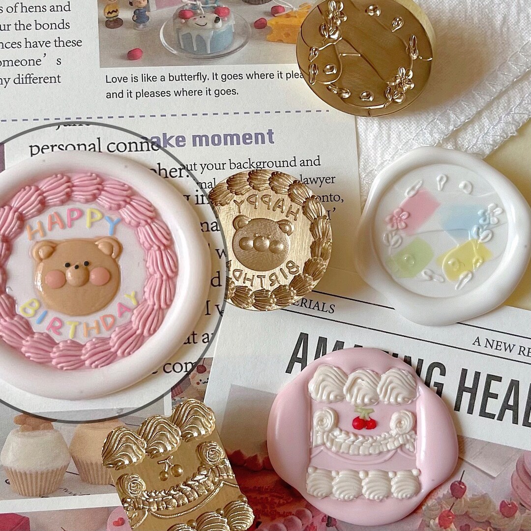 Wax Stamps Birthday Cake Bear Cream Stamps / for Invitation - Etsy