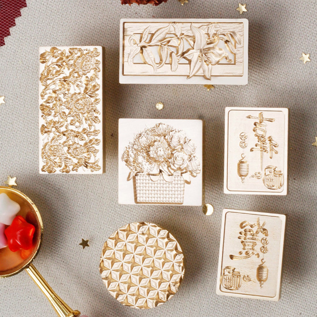 Wax Stamps Embossed Stamps Peonies Flower Basket Stamp Headers Wedding ...